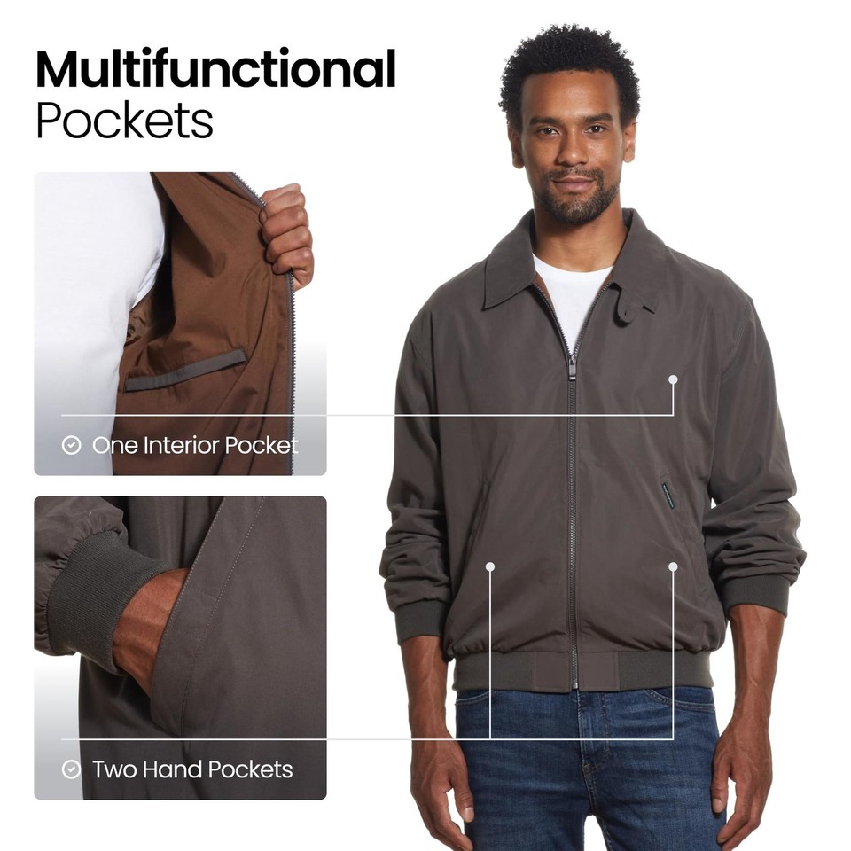 Weatherproof Men's Lightweight Microfiber Windbreaker Golf Jacket Oak ...