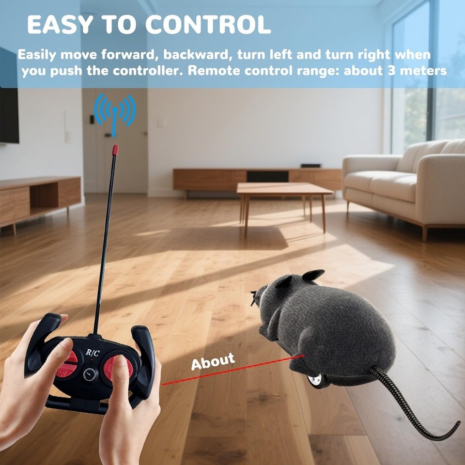 RC Realistic Fake Mouse Rat Toy Remote Control For Cats Dogs Pet Gift ...