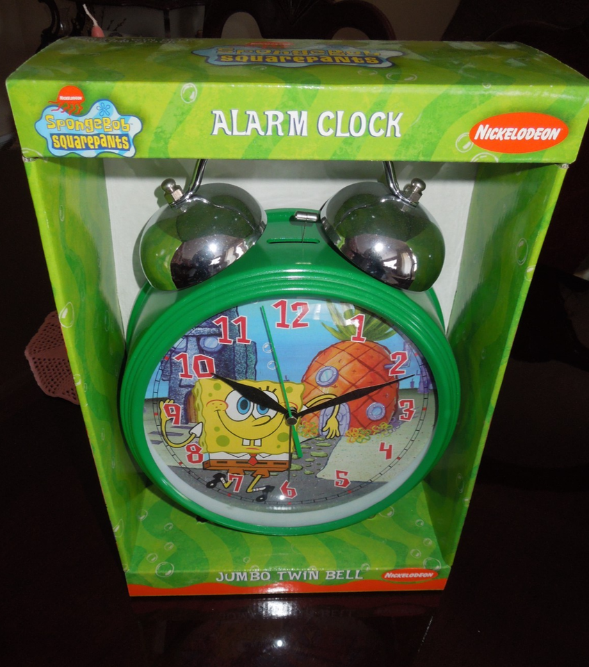 2004 SpongeBob Squarepants Jumbo Twin Bell Alarm Clock New In Box!!! | eBay