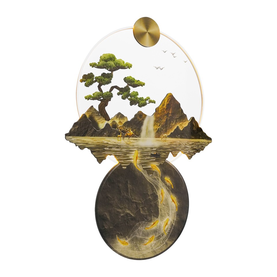 Wall Hanging Sculpture 3D Painting LED Light Art Decoration with Remote ...