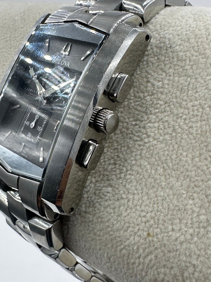 Bulova watch Chrono Rectangle Gray Dial 96G09 C837287 Good condition ...