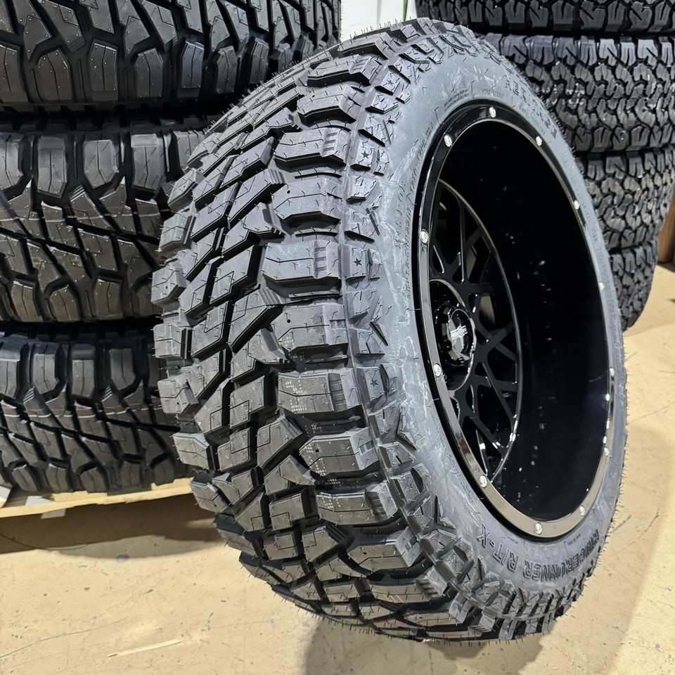 4 22x12 Vision Rocker Gloss Black Wheels 35" RT MT Tires 5x5 Jeep ...