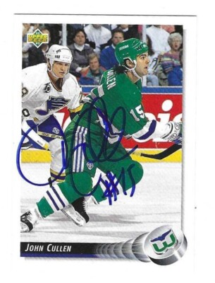 Signed 1992-93 Upper Deck JOHN CULLEN Hartford Whalers Card #304 w ...