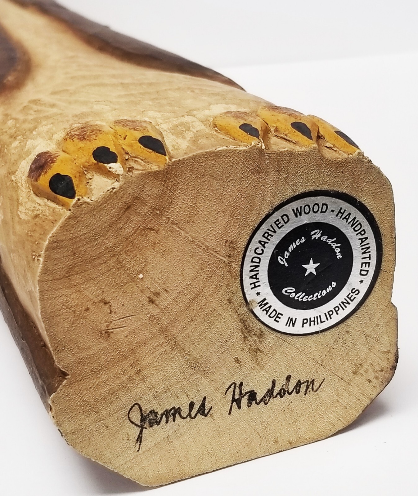 Rare Vintage Hand Carved, Painted Wood Owl Glass Eyes – James Haddon ...