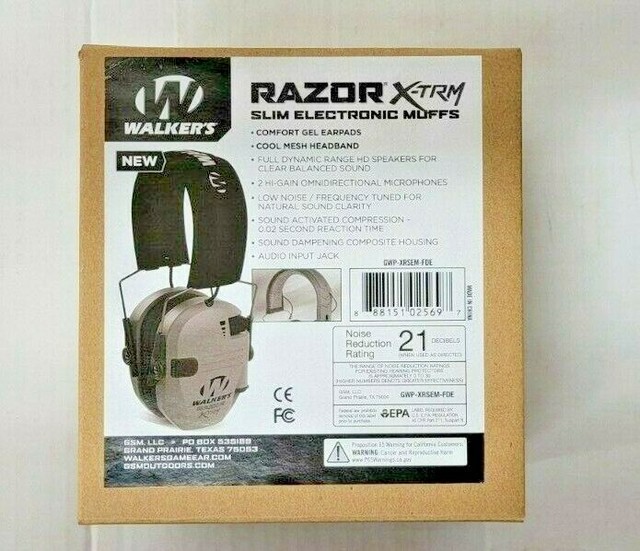Walker's Razor Slim XTRM Low Profile Electronic Earmuffs(NRR 21dB)XRSEM ...