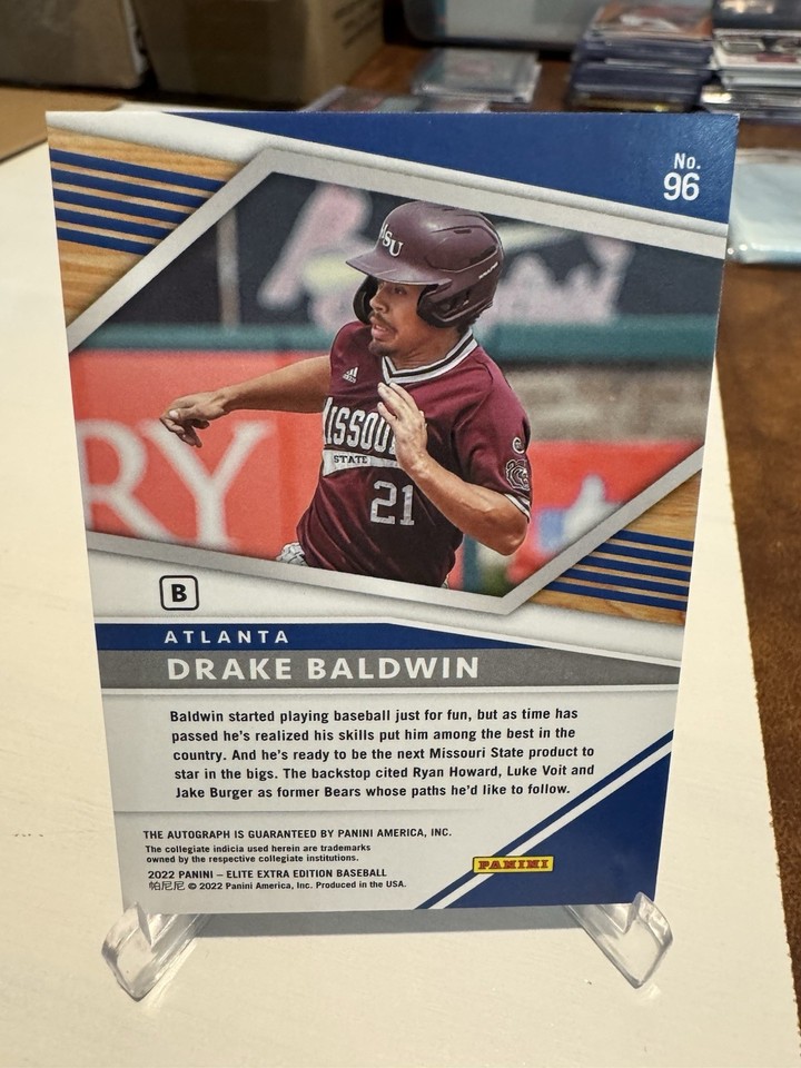 2022 Panini Elite Extra Edition Baseball Drake Baldwin Auto /61 Prime ...