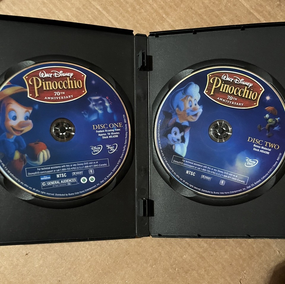 Pinocchio Two-Disc 70th Anniversary Platinum Edition Disney Movie DVD ...