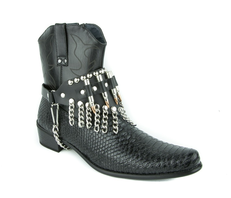 Bullet Studded Chain Leather Boot Strap USA Made Heavy Duty Biker Punk ...