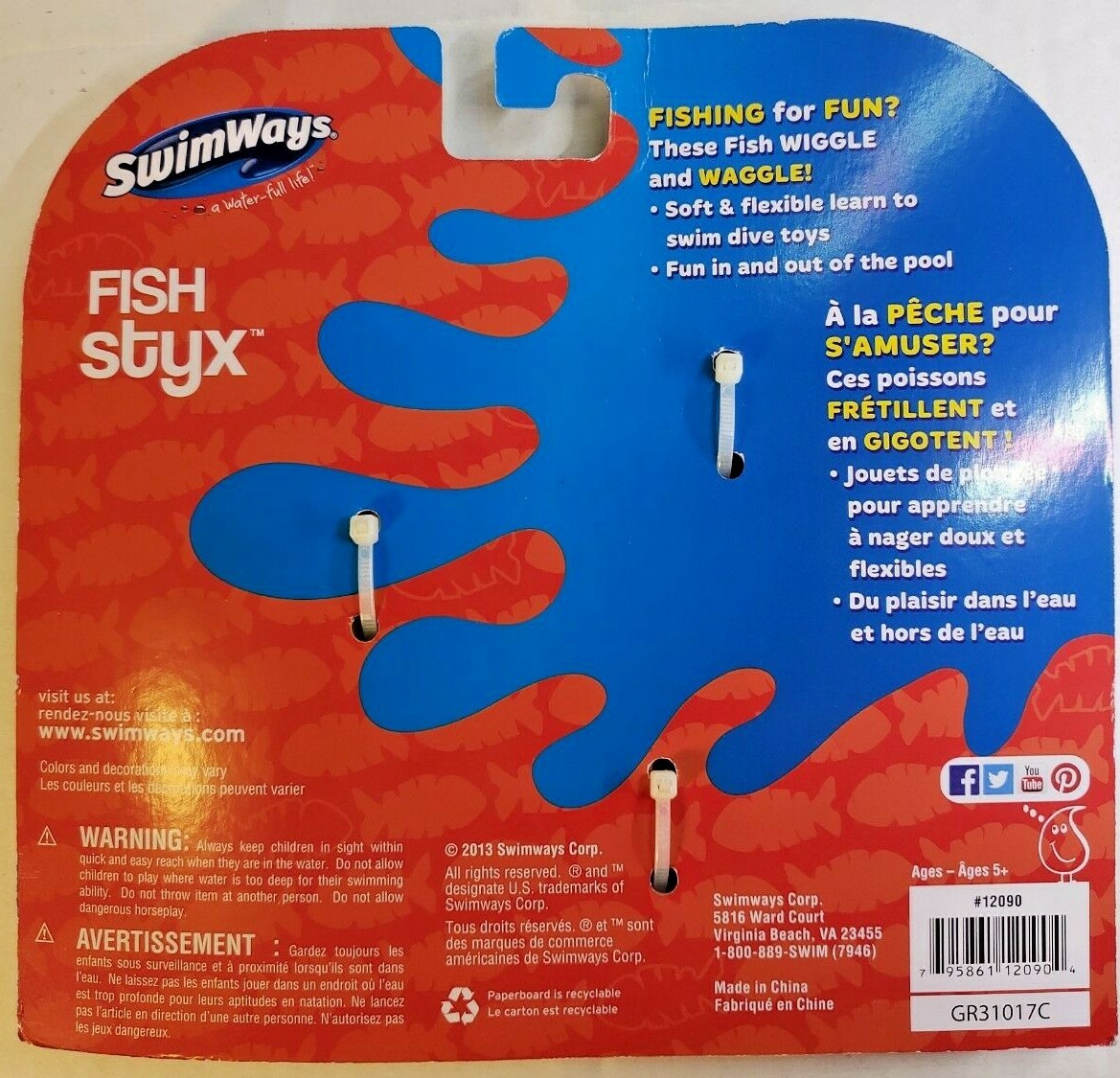 Swim Ways Fish Styx Soft & Flexible, Wiggles & Waggles Swim Toys Ages 5 ...