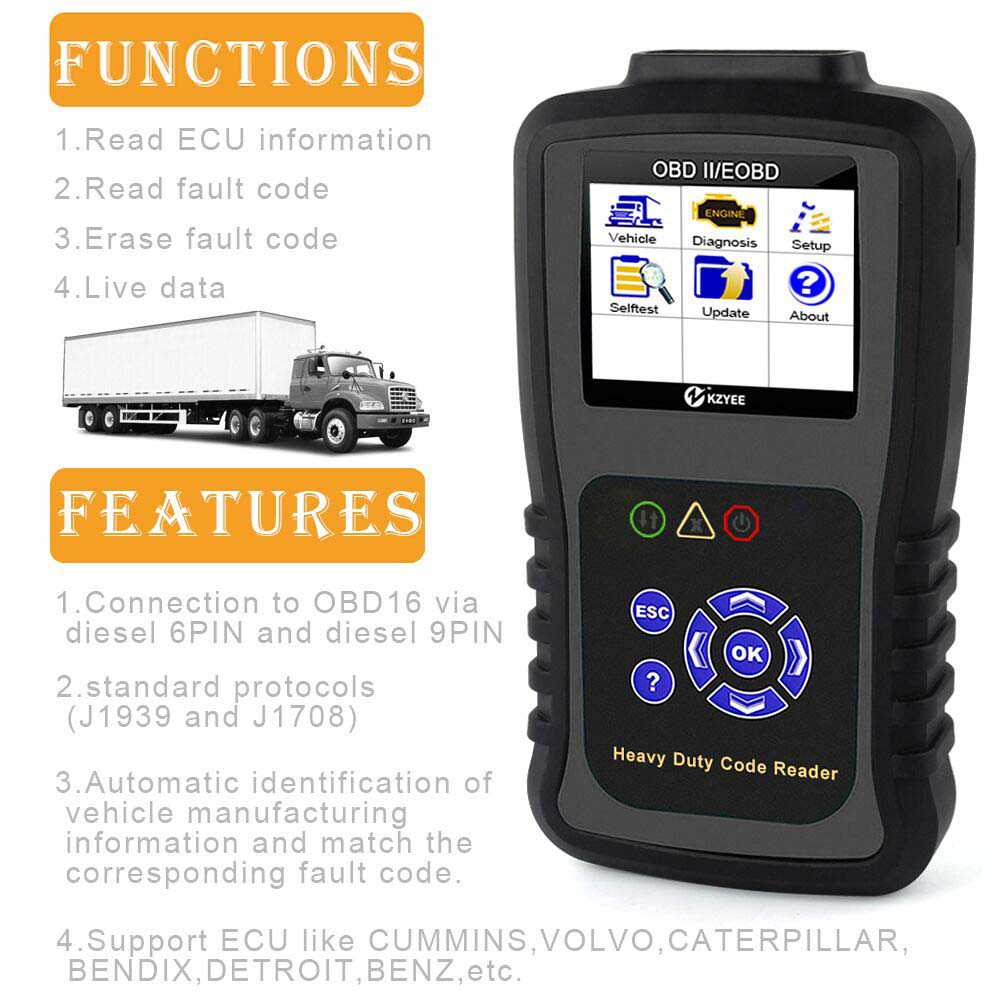 24V Diesel Heavy Duty Truck HD OBD All System Diagnostic Scanner Tool ...