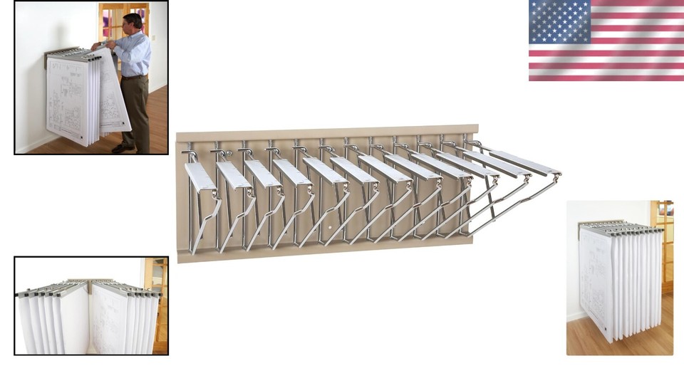 12 Pivot Hangers Blueprint Rack - Secure Wall Mount for Easy Document ...