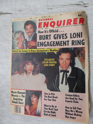 NATIONAL ENQUIRER MAGAZINE JUNE 4, 1985 BRUCE SPRINGSTEEN WEDDING BURT ...