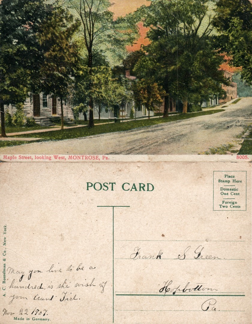 MONTROSE PA MAPLE STREET 1907 ANTIQUE POSTCARD | eBay