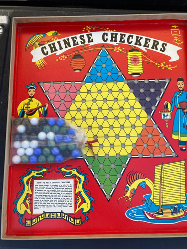 VINTAGE WARREN BUILT RITE GAMES CHINESE CHECKERS with Original Marbles ...