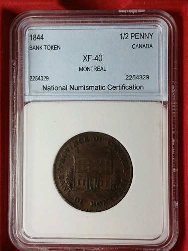 1844 Canada MONTREAL 1/2 Penny BANK TOKEN NNC XF40 | eBay