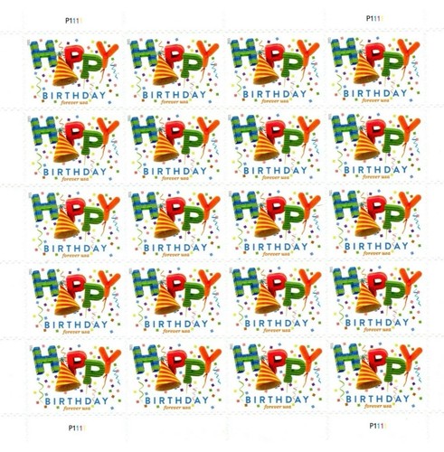 USPS SHEET OF 20 FIRST CLASS POSTAGE LETTER STAMPS HAPPY BIRTHDAY 73 ...