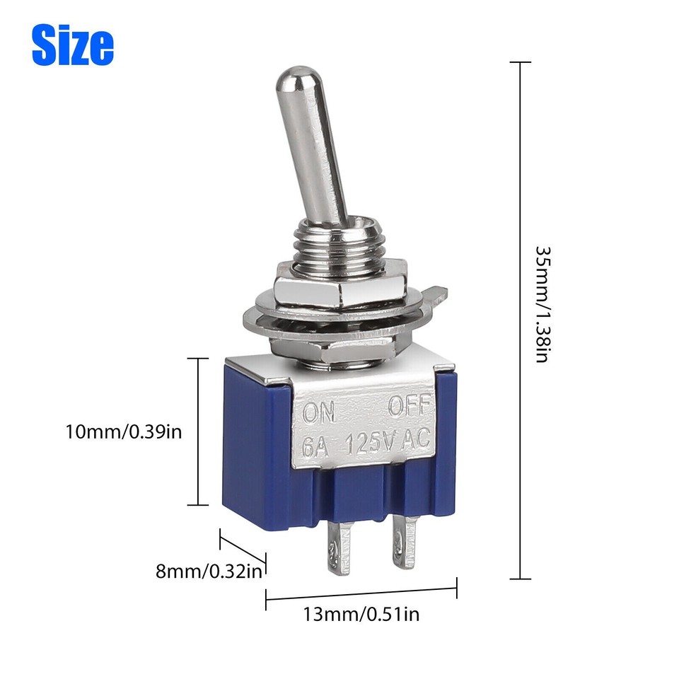 8 Pack RED Cap Mini toggle switch on/off MTS-101 2pin spst dc ac 6a 12v ...