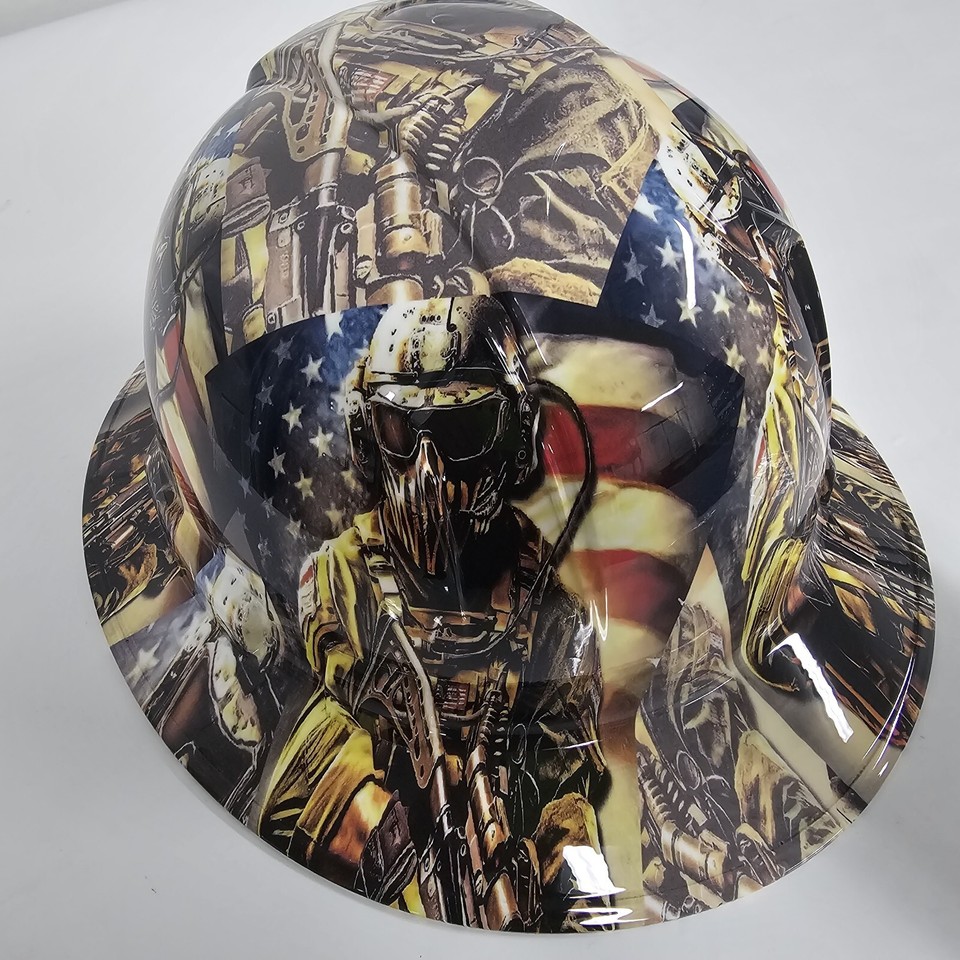 full brim hard hat custom hydro dipped IN AMERICAN SOLDIER USA ...