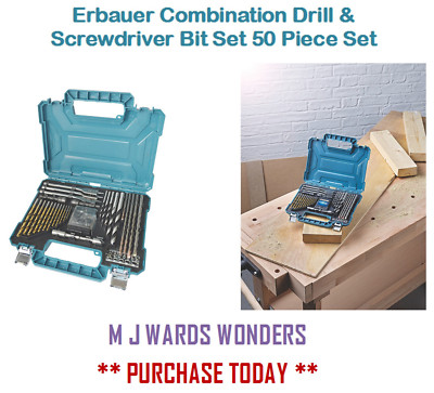 Erbauer Hex Shank Combination Drill & Screwdriver Bit Set 50 Piece Set ...