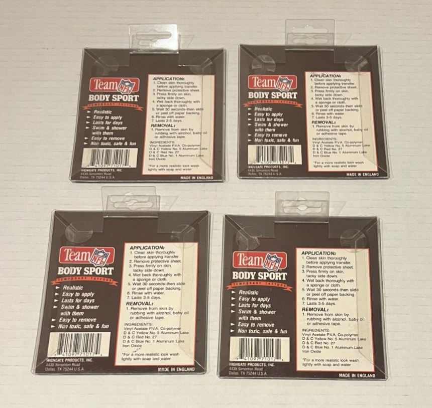 4 Packs NOS Cleveland Browns DAWGS NFL Body Sport Temporary Tattoos 2 ...