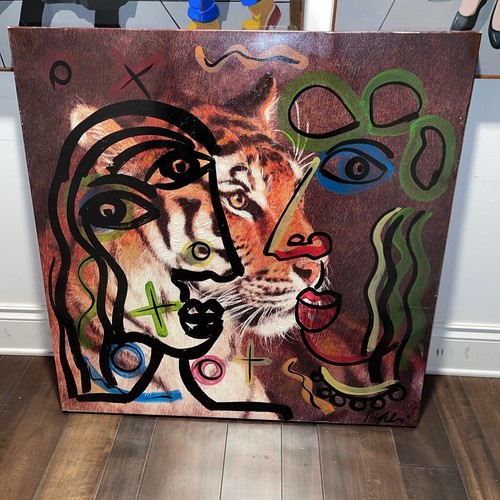 Peter Keil Big Canvas Abstract Neo Expressionist Painting COA Cubist | eBay