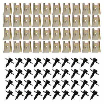 80x Metal Car Door Screw Body Fender Bumper Retainer U Nut Clips Gasket ...
