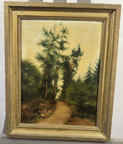 Signed And Dated Oil 1896: Trees And Path In Forest Barbizon School ...