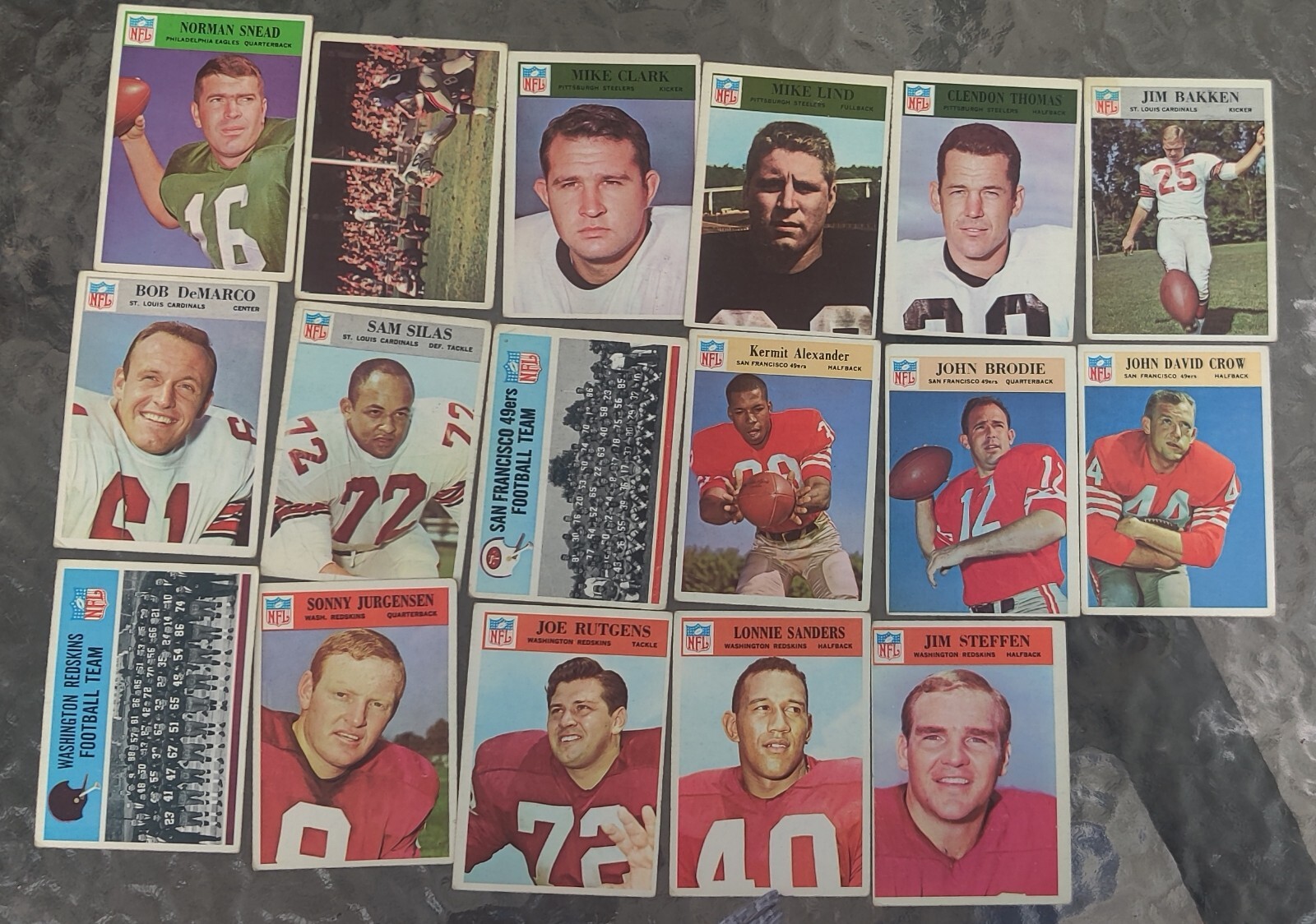 1966 Philadelphia Football Cards Complete Your Set (Writing on backs ...