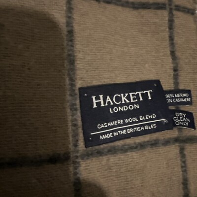 Hackett 100% pure wool beige brown plaid tartan check Scarf | eBay UK
