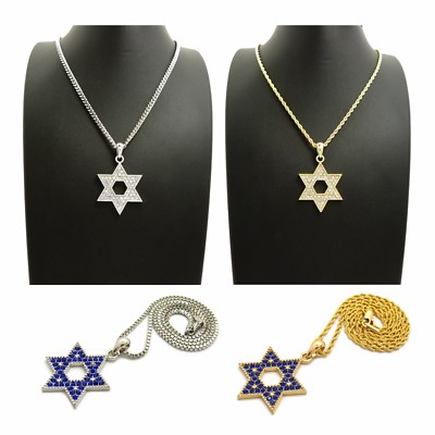 NEW 6-POINT STAR PENDANT & 24" BOX/CUBAN/ROPE CHAIN NECKLACES - XSP596 ...