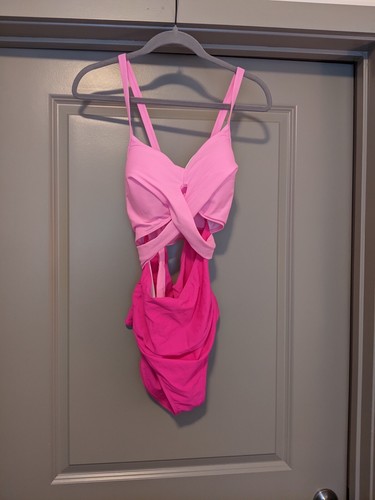 Pink Swim Suit X-LARGE Wrap, Tummy Control, Cross Back | eBay