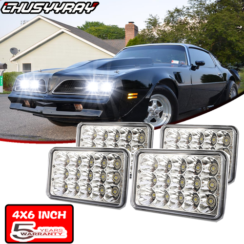 4PCS 4x6'' INCH LED HEADLIGHTS DRL BEAM FOR 1977-1981 PONTIAC FIREBIRD ...