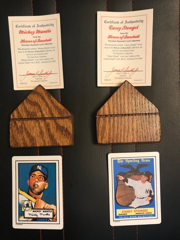 Mickey Mantle & Casey Stengel Porcelain Baseball Card Limited Edition ...