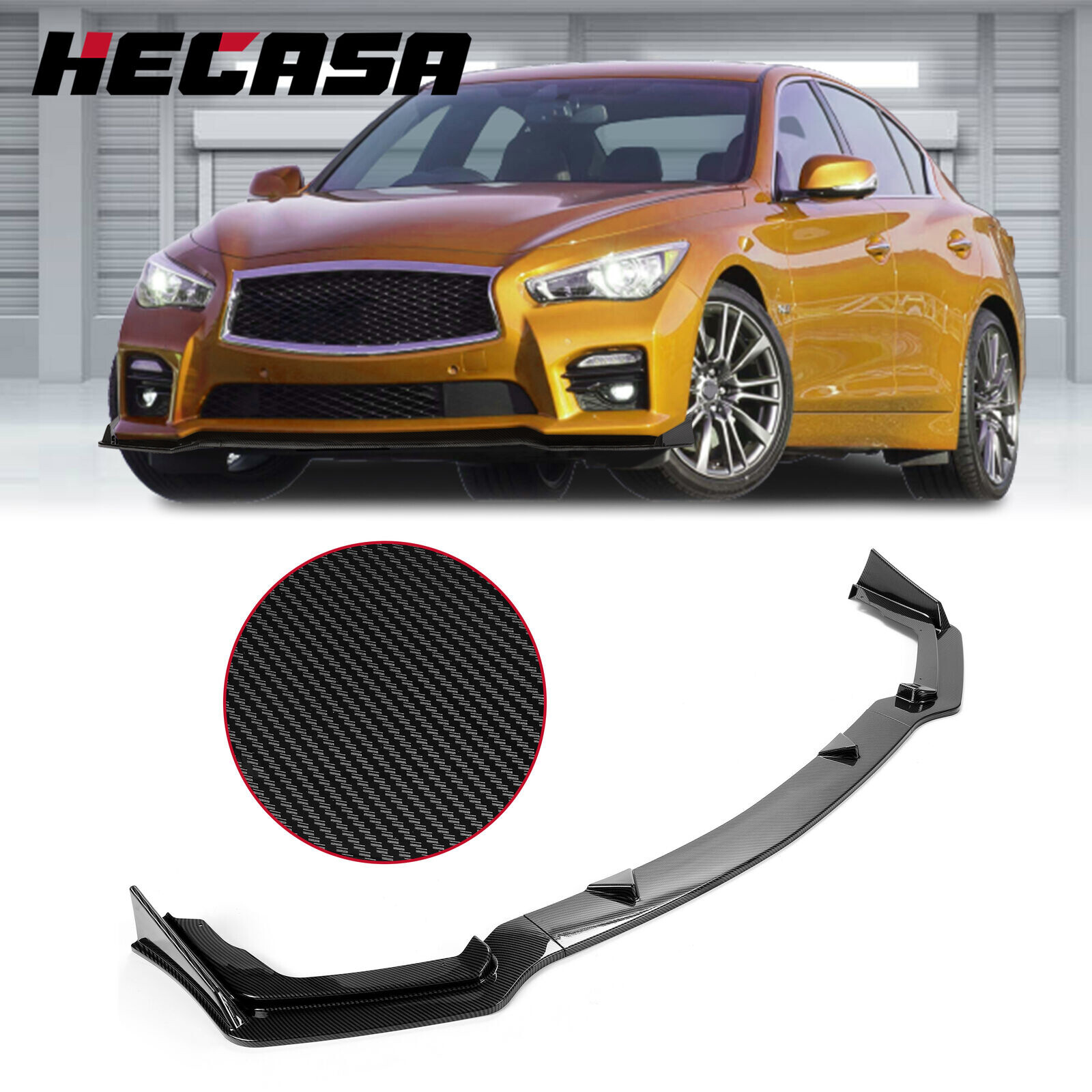 Front Bumper Lip Spoiler Splitter For Infiniti Q50 Sport 2014-2017 ...
