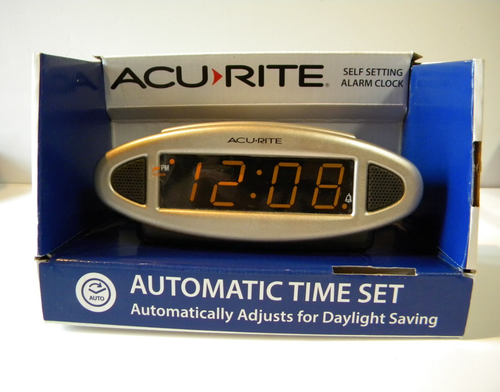 Acurite Self Setting Alarm Clock I3027WS Gray Auto Daylight Savings ...