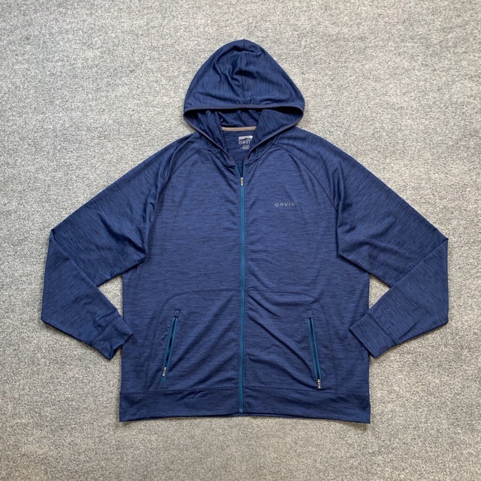 Orvis Jacket Mens XL Extra Large Blue Full Zip Lightweight Moisture ...