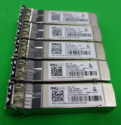 (Lot of 5) Dell 10GBASE-SR 850bm SFP+ SR Transceiver AFBR-709SMZ-FT2 ...