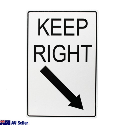 3x Warning Notice Keep Right Arrow Sign 200x300mm METAL Waterproof ...