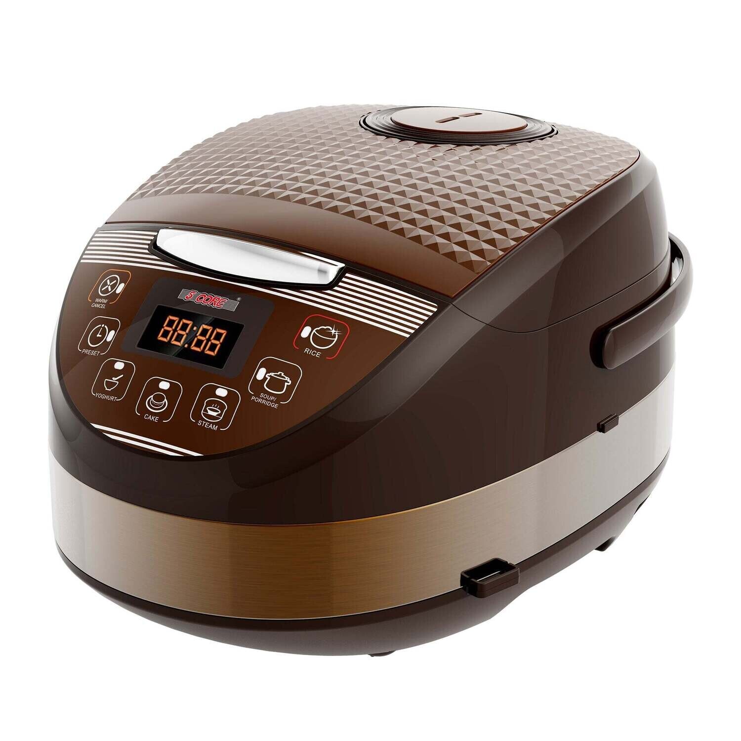 5 Core Asian Rice Cooker Brown 5.3Qt Digital Programmable 15-in-1 ...