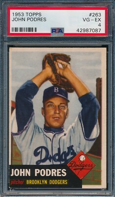 1953 Topps #263 Johnny Podres Dodgers RC PSA 4 - VG/EX | eBay