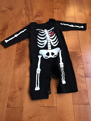 Old Navy 6-12m Skeleton Halloween Costume One Piece W Heart | eBay