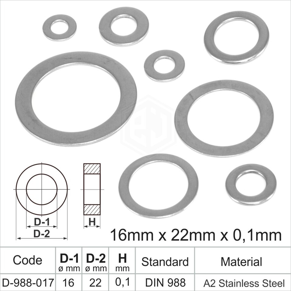 A2 Stainless Steel Shim Washers Flat Shims Thick 0.1 0.2 0.25 0.5 1 2mm ...