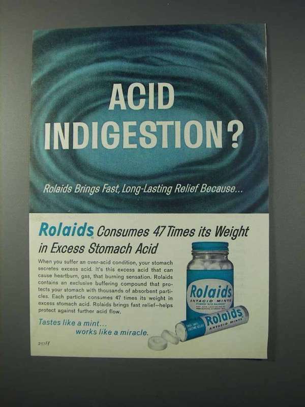 1963 Rolaids Antacid Mints Ad - Acid Indigestion? | eBay