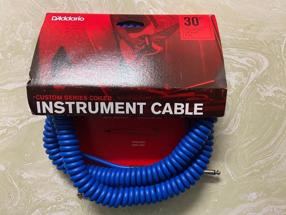 D'Addario Custom Series Coiled Instrument Cable 30 ft. Blue | eBay