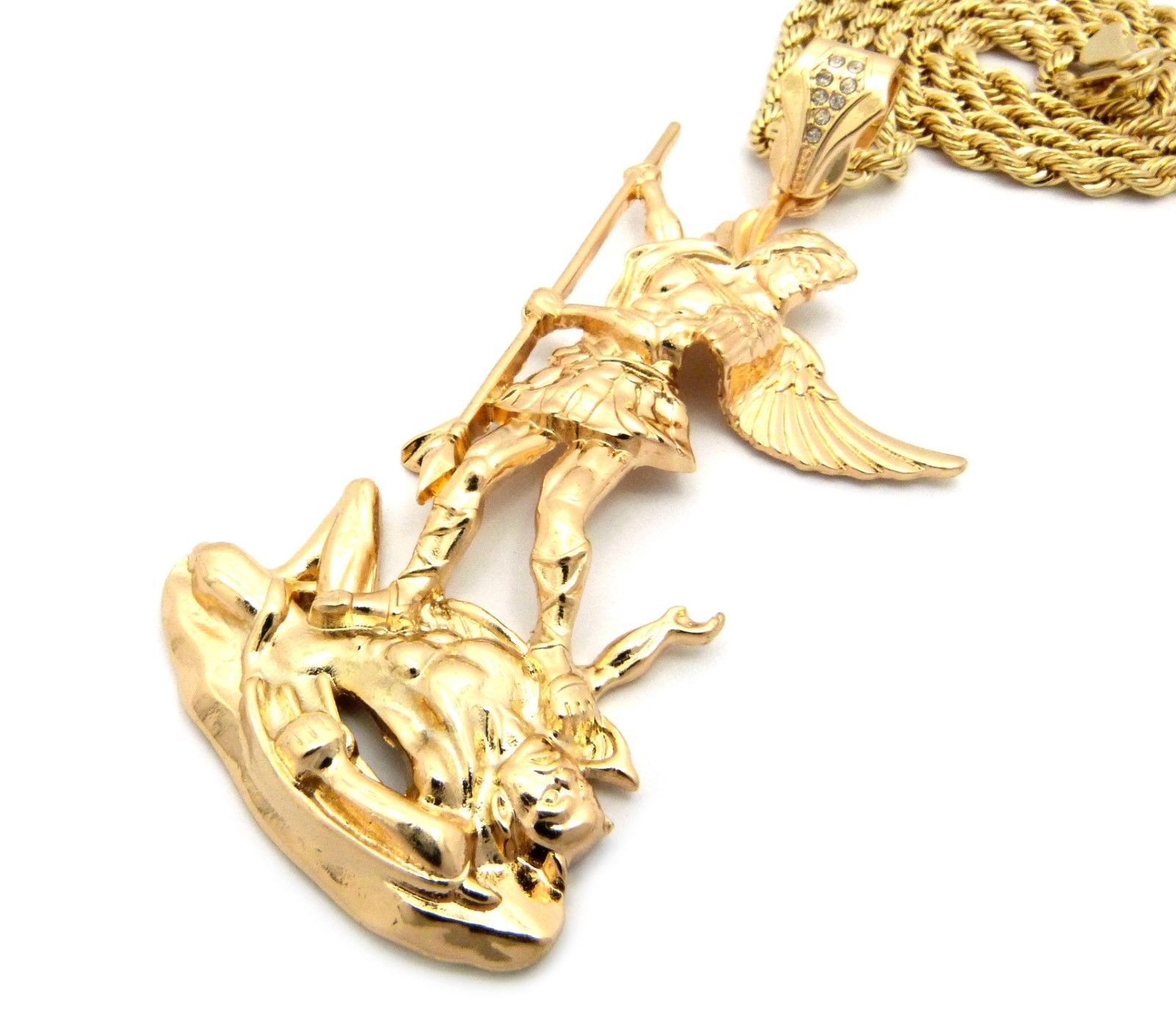 New Hip Hop Saint Michael Archangel Lucifer Peace Pendant W/ 36" Chain ...