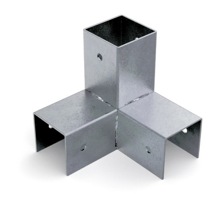 Pfostenecke Holzverbinder 3-Wege aus Stahl verzinkt Pfostenverbinder ...
