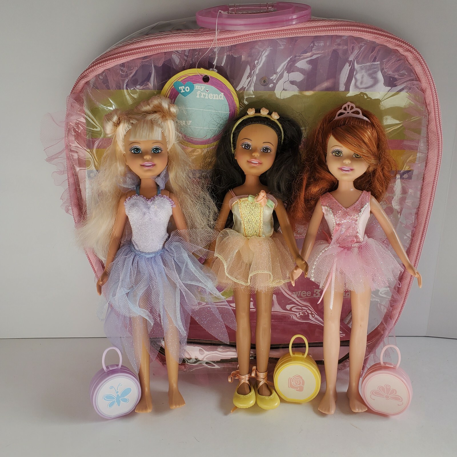 Mattel WEE 3 FRIENDS Dolls & Case DANCE DANCE DANCE Ballet Tutu ...