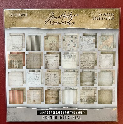 Tim Holtz FRENCH INDUSTRIAL Ltd Release Paper Stash 12x12 HTF NEW 24 ...