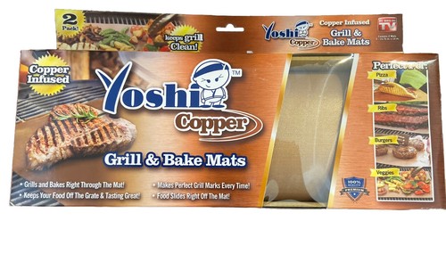 New Yoshi Copper Grill & Bake Mats Heat Conductive Mats 2 Pack Grilling ...