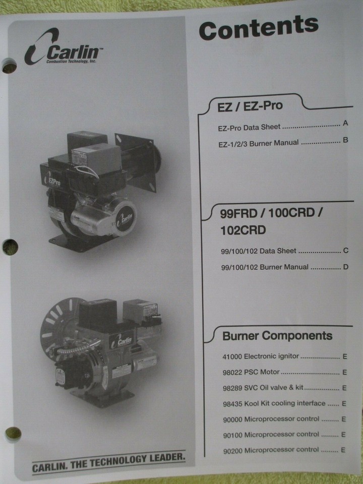 Carlin Residential Oil Burner Guide EZ/EZ-Pro-1,2,3, 99FRD / 100CRD ...